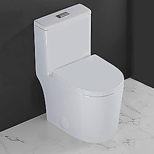 WinZo WZ5089 Compact Round One Piece Toilet 23" Depth,Dual Flush For Small Modern Bathroom 12" Rough-in White