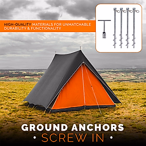 Ground Anchors Screw in - 12 Inch Set of 4 - Tent Stakes Heavy Duty - Trampoline Anchor Kit - Earth Anchor - Swing Set Anchors for Metal Swing Set - Trampoline Stakes Anchors High Wind