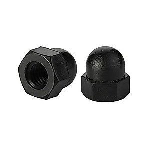 M6-1.00 Acorn Nuts Nylon Hex Cap Nut Inner Threaded Protection Cover, Black, Quantity 25