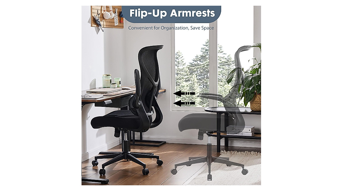 Ergonomic High Back Office Chair - Lumbar Support & Flip Arms