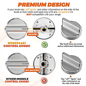 𝟮𝟬𝟮𝟰 𝙐𝙥𝙜𝙧𝙖𝙙𝙚𝙙 W10594481 Gas Range Stove Knobs 5pcs Replaces for Whirlpool Range/Oven WCG97US6DS00 WCG97US0DS00 - W10594481 Stainless Steel Cooker Stove Control Knobs Replaces AP6023301