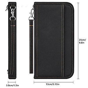 MUKEMUHE Family Passport Holder RFID Blocking Travel Wallet Family Document Holder&Organizer for 4 Passports, ID Cards, Credit Cards, Flight Tickets, Money Men & Women Black
