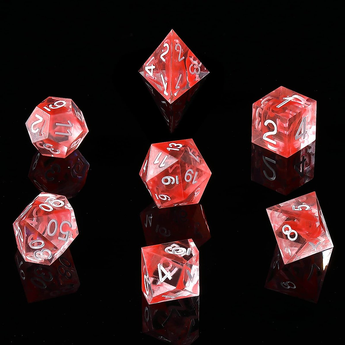 DAKAFUL DND Game Dice-Set Sharp Edges - Dungeons and Dragons Polyhedral Red Dice Set for D＆D RPG MTG Table Games D4 D6 D8 D10 D12 D20