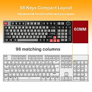 KBMSCITH 80% Mechanical Gaming Keyboard, LED Backlit Compact 96 Keys TKL Wired Mechanical Keyboard with Volume Control Knob, All Anti-Ghosting, Red Switch & Numpad Keyboard for Gaming or Office