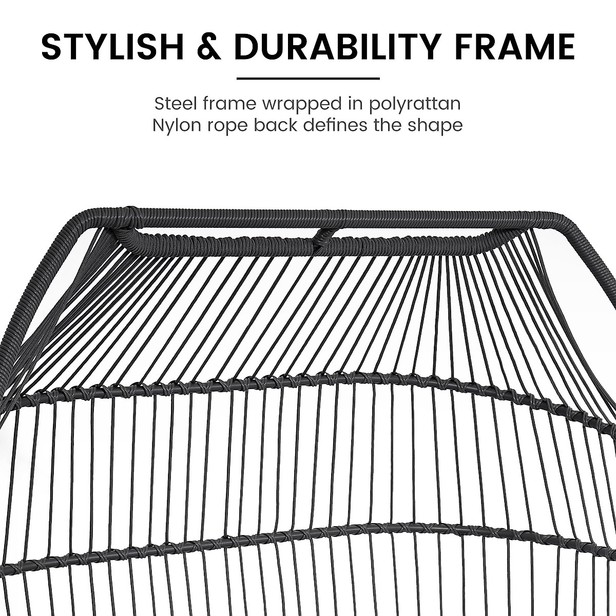 Prime Garden Double Egg Chair Indoor Outdoor with Oversized Thicken Padded Cushions, 2 Person Egg Loveseat Chair, 660 lbs Patio Rocking Chair for Balcony Porch Backyard Grey