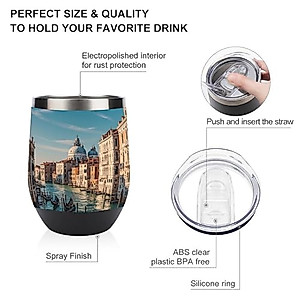 OPTKSNCU 304 Stainless Steel Insulated Cup with Lid, Venice View Print Durable, And Easy to Clean – Ideal for Home, Office, And Gift Giving