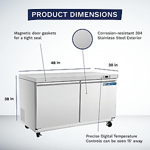 Kratos Refrigeration 69K-764 Commercial 48"W Undercounter Freezer, 2 Door