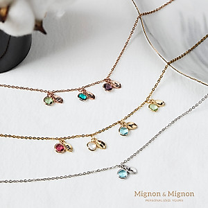MignonandMignon Birthstone Personalized Initial Necklace Mother's Day Gift from Daughter Customized Jewelry May Birthday Friends Family Birth Stones For Grandma - BSN-H-L-D