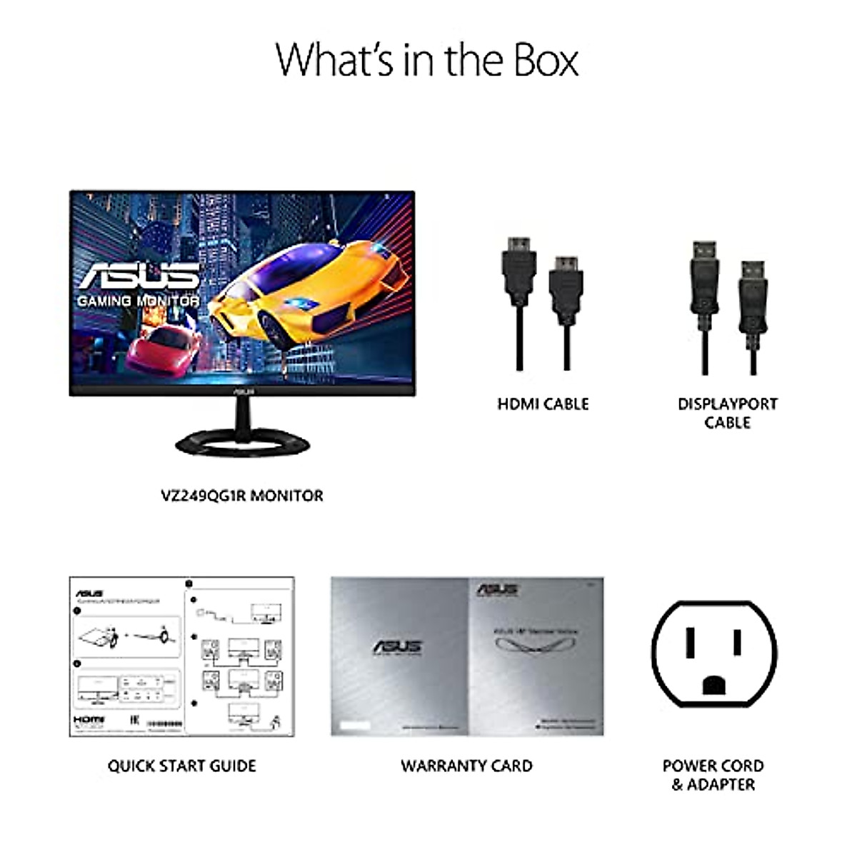 ASUS 23.8” 1080P Gaming Monitor (VZ249QG1R) - Full HD, IPS, 75Hz, 1ms, Extreme Low Motion Blur, Speakers, FreeSync, Eye Care, VESA Mountable, Ultra-Slim, DisplayPort, HDMI, Tilt,Black