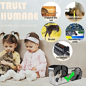 IIWEY Humane Mouse Traps, 8.9 inches Enlarged No Kill Rat Trap, Reusable Catch and Release Mice Traps, Pet and Children Friendly Mouse Trap That Work (2 Pack)