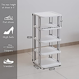 Haiice Shoe Rack Storage Organizer, 5-Tier Stackable Shoe Racks, Vertical Adjustable Shoe Stand Rack for Entryway, Living Room, Garage