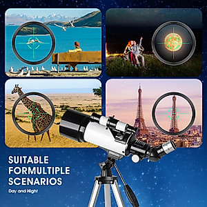 Telescope for Kids Adults Beginners,70mm Aperture 400mm Focal Length Telescopio for Astronomy, Multi Coated Travel Refractor Astronomical Telescopes with Wireless Remote