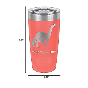 LaserGram 20oz Vacuum Insulated Tumbler Mug, Brontosaurus Dinosaur, Personalized Engraving Included (Coral)