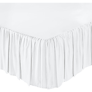 Amazon Basics Lightweight Ruffled Bed Skirt, Classic Style, Soft and Stylish 100% Microfiber With 16" Drop, Full, White, Solid