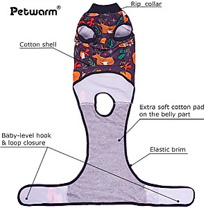 PetWarm Recovery Suit for Male Dogs Neutered,Surgery Suit for Dogs,Professional Pet Recovery Shirt Dog Abdominal Wounds Bandages Female Male Dog Onesie for Spay Neuter,Zoo Pattern,Black Brown,XL