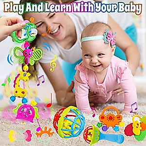 Baby Rattles 0-6 Months - 14 Pcs Baby Rattle Toys Set Infant Toys for 0-3 Months Baby Toys 3-6 Months Newborn Toys with Teething and Wrist Socks Rattle for 0 1 2 3 4 5 6 7 10 12 Month Babies Boy Girl