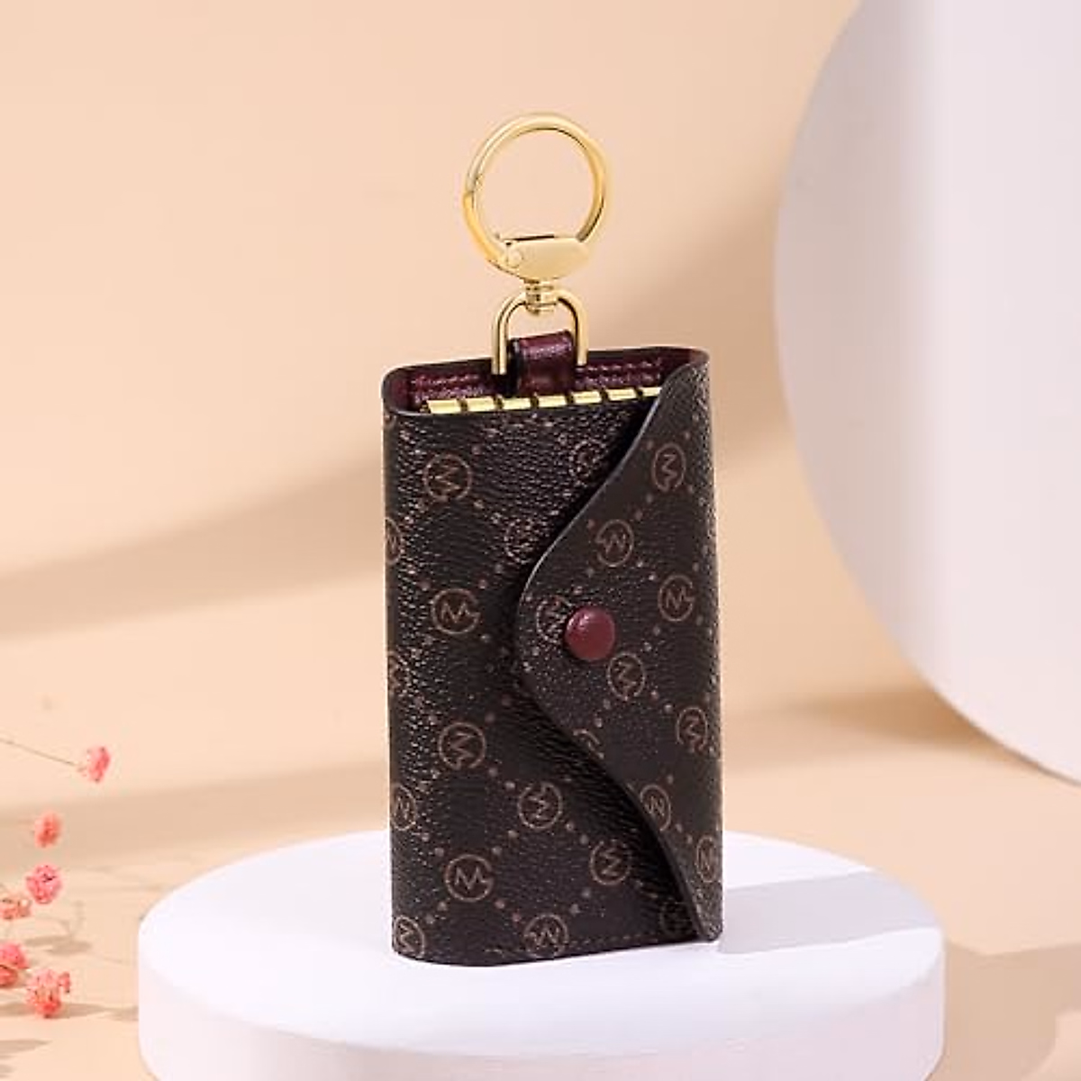 GOLF SUPAGS Women PVC Leather Car Key Chain Card Holder Wallet Pouch 6 Hook Snap Closure keys Money Organizer Case (Two colors are shipped randomly)
