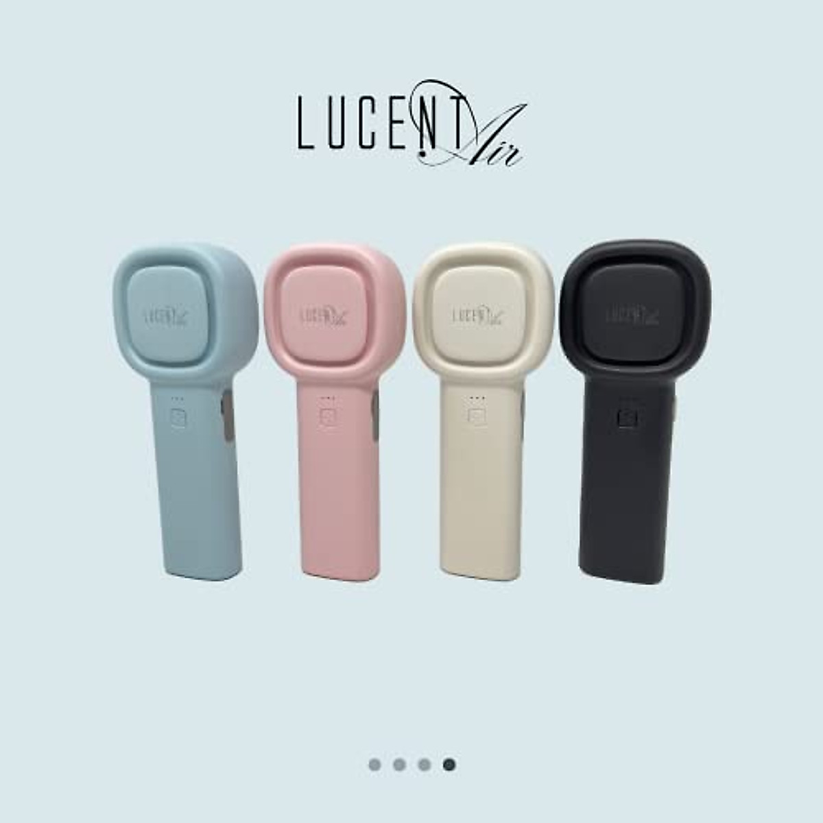 Lucent Air Handheld Fan with Power Bank – Matte Blue – Bladeless 2 in 1 Personal Fan for Travel, Office – 4000mAh Rechargeable USB Fan – Ultra-Quiet Cooling Fan – Non Slip Base Mini Fan