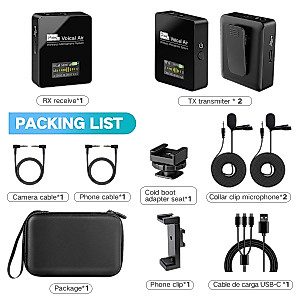 PIXEL UHF Wireless Lavalier Microphone System with 1 Receiver, 2 Transmitters, and 2 Lapel Microphones Compatible with Camera,Smartphones,DSLR,and Video Cameras,Mobile Devices YouTube Facebook Live