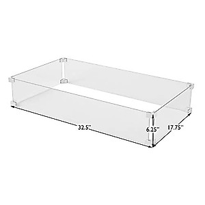 Fire Sense 63248 Fire Pit Wind Guard Clear Tempered Glass Best Flame Viewing Experience for Propane Gas Fire Pits & Patio Heaters - Rectangular Wind Guard