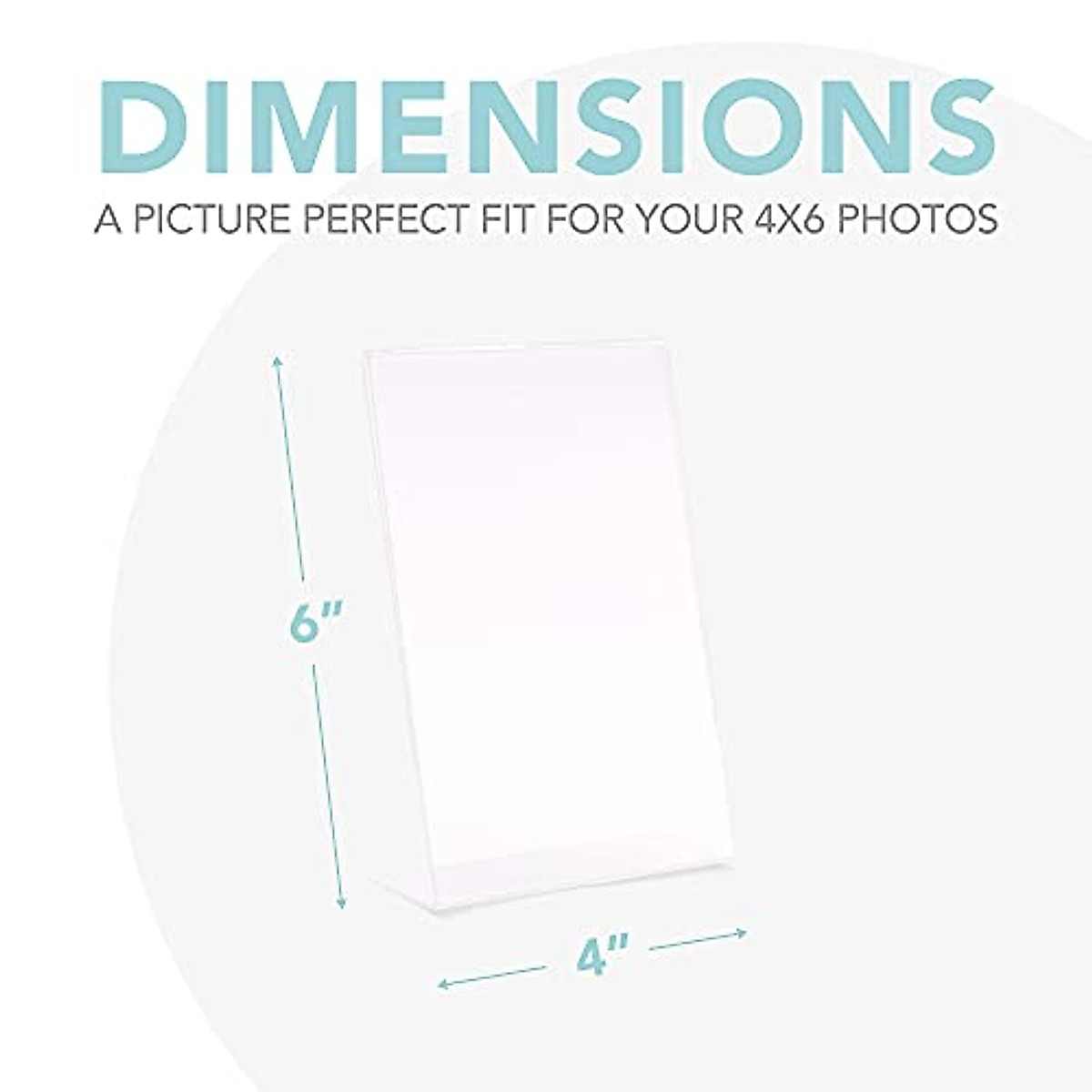 Photo Booth Frames - 4x6 Inch Clear Acrylic Plastic Display, Slanted Back Vertical Standing Picture or Display Sign Holder with Inserts - 12 Count