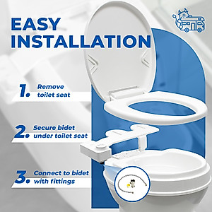 2024 New RV Bidet Self-Cleaning Bidet Adjustable Dual Nozzles Bidet for RV Toilet Clean Camper RV Bidet Easy Installation RV Bidet for Camper Toilet