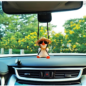 Qiwen Rear View Mirror Hanging Accessories of Swinging Duck Car Hanging Ornament Cute Car Accessories for Teens Men Women Car Mirror Hanging Accessories Truck Car Pendant Car Charm (Cool A)