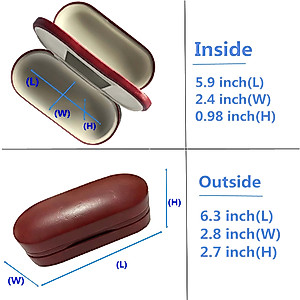 Classic 2 in 1 Glasses Case, PU Leather Hard Shell Eyeglasses Case (Red)