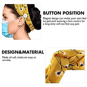 WILLBOND 12 Pieces Headbands with Buttons for Mask Women Button Hair Band for Nurses Doctor Protect Ears, Boho Stretchy Cross Knotted Headband Elastic Yoga Sports Headbands Non Slip Turban Headwrap