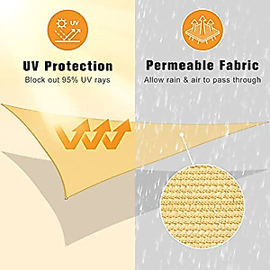 MR. COVER Triangle Sun Shade Sail 16 x 16 x 16 ft Rectangle for Patio Garden Backyard Outdoor Facility, Rip-Resistant & UV-Block, Double Stitched, Sand Color