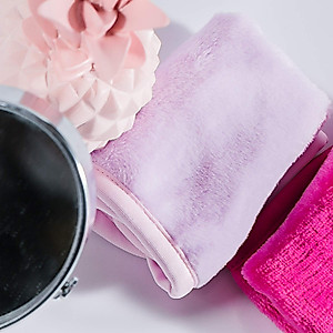 [4 Pack] Microfiber Fleece Makeup Remover Cloths (8x8 inch) for Face, Ultra Soft Chemical Free Reusable Facial Cleaning Towel for All Skin Types