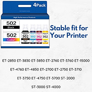 LOMENTICS Compatible Ink Cartridge Bottle Replacement for Epson 502 (Black, Magenta, Yellow and Cyan, 4-Pack)
