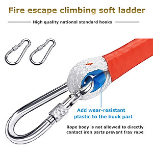 FGQCBBYC Foldable Escape Ladder with Extra Wide Treads, Emergency Fire Escape Ladder Compact Lightweight Ladder for 2-6 Story Indoor or Outdoor,16FT/5M