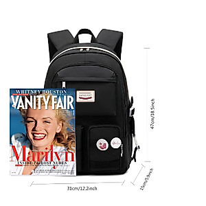 HANXIUCAO Girls Laptop Backpack Teen School Bag College Student Backpack For Woman (black)