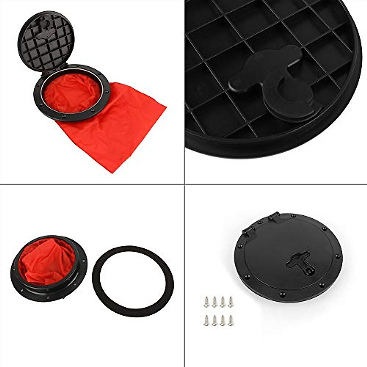Alomejor Kayak Hatch Cover 6 Inch Hatch Cover Deck Plate Kit with Storage Bag for Kayak Boat Marine