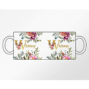 Custom Name Coffee Mug, Personalized Floral Cup, Gift for Her Women Friend Mom Bridesmaid Daughter