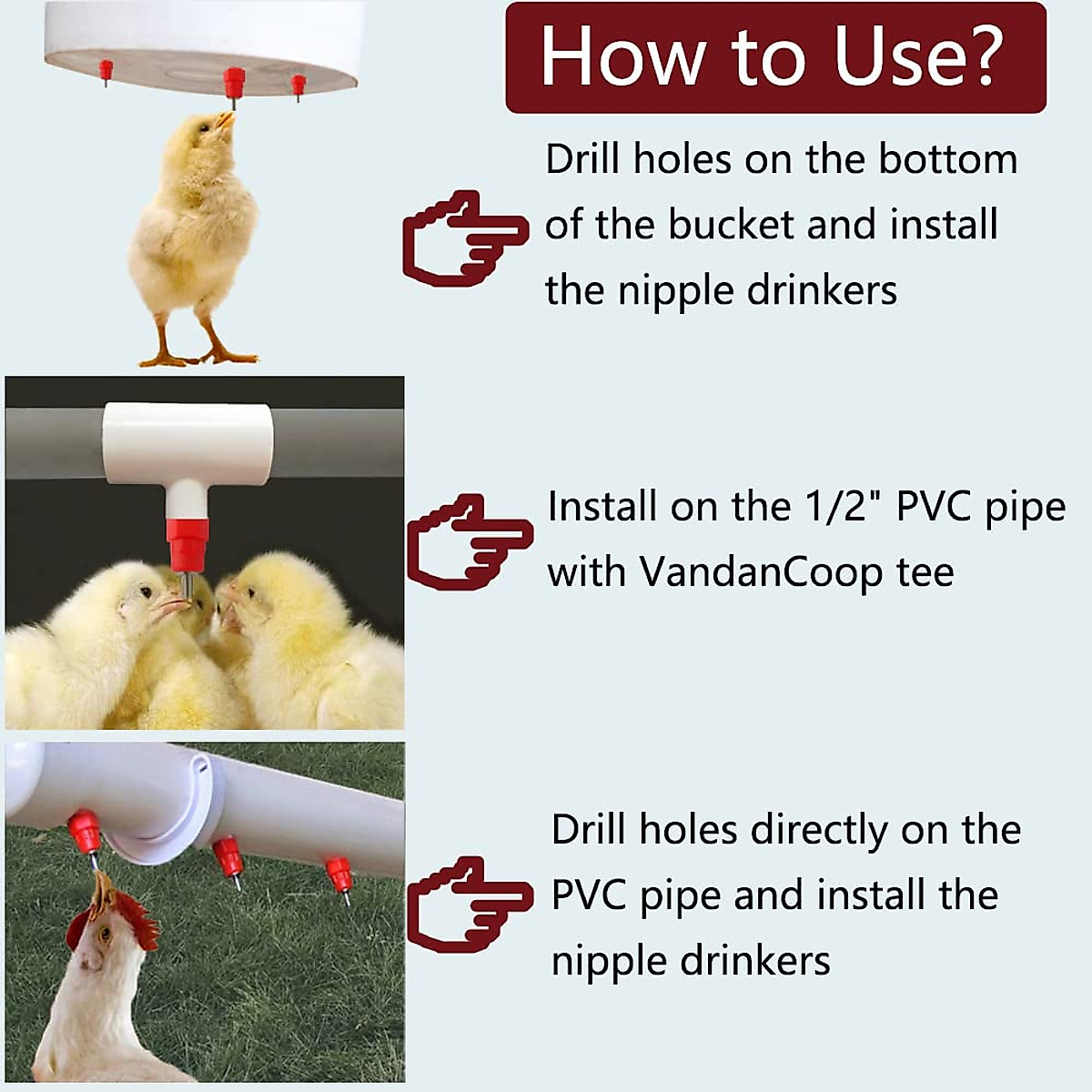 VandanCoop Chicken Waterer Nipples Automatic Poultry Watering Nipples (35)