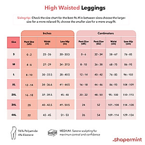 SHAPERMINT Leggings for Women Tummy Control - High Waisted Shapewear Leggings, Womens Plus Size, Thick Non-See-Through Black