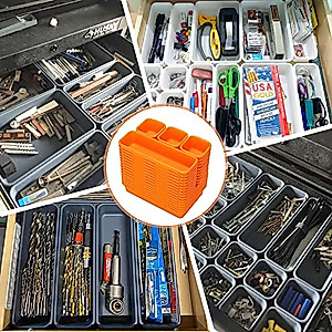 42 Pack Tool Box Organizer Tool Tray Dividers, Rolling Tool Chest Cart Cabinet Workbench Desk Drawer Organization and Storage for Hardware, Parts, Screws, Nuts, Small Tools Organization(Orange)
