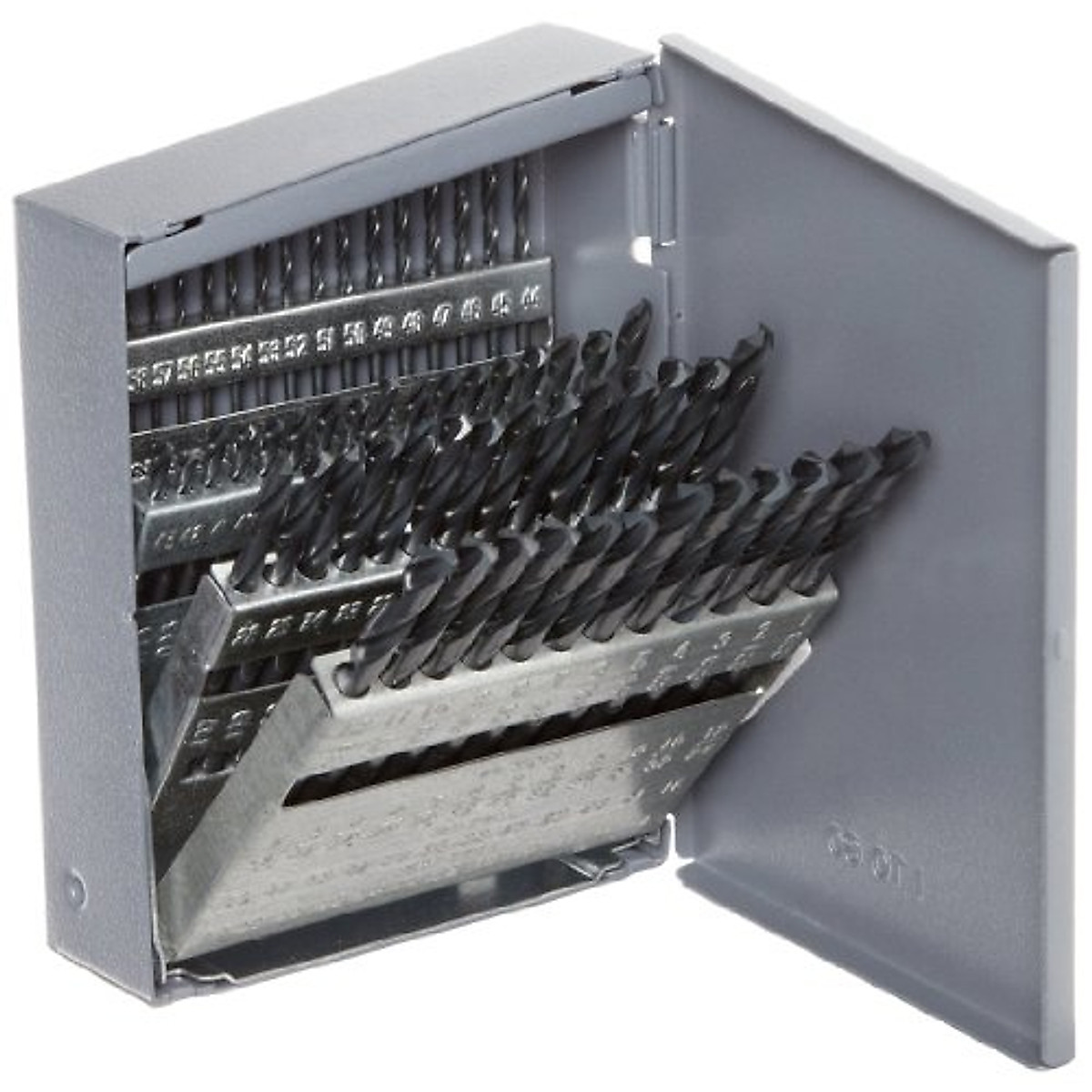 Chicago Latrobe 69885 159 Series High-Speed Steel Short Length Drill Bit Set In Metal Case, Black Oxide Finish, 135 Degree Split Point, Wire Size, 60-piece, #60 - #1