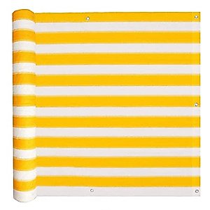 GOLINPEILO Balcony Screen HDPE 29.5"x157.4" Yellow and White