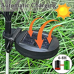 Vankada 4 Pack Solar Firefly Lights, Upgraded 8 LED, Solar Garden Lights, Warm Light, Floral Theme, Outdoor Waterproof, Breathing Mode, High Flexibility, Perfect for Patio, Yard, Path