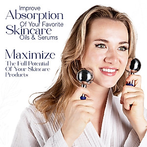 Belle Parie Ice Globes for Facials - 360° Rotating Ice Globes for Face to Reduce Puffy Eyes & Dark Circles - Stainless Steel Face Globes & Ice Balls for Face Roller to Tighten Skin & Diminish Wrinkles