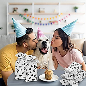 YIDAKO 50 Pieces Paw Print Goodie Bags, Plastic Dog Gift Bags With Drawstring, Treat Candy Bags For Dog Cat Theme Party Favors and Boys Girls Birthday Party Supplies Decorations, 9× 6 Inch