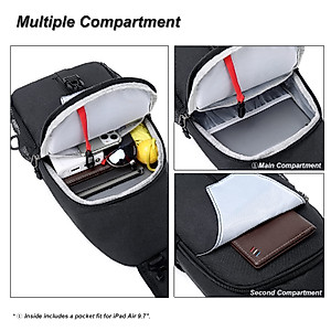 Shaelyka Small Lightweight Black Crossbody Bags for Men and Women, 8 Pockets small Sling Bag