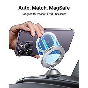 andobil Magnetic Phone Holder for Car [Fashion Bling, Invisible Mini] Compatible with MagSafe 3 Pop-Socket iPhone 14 Pro Max 13 12 S23 S22 15 etc, 360° Rotation Dashboard Mount, Cute Car Accessories