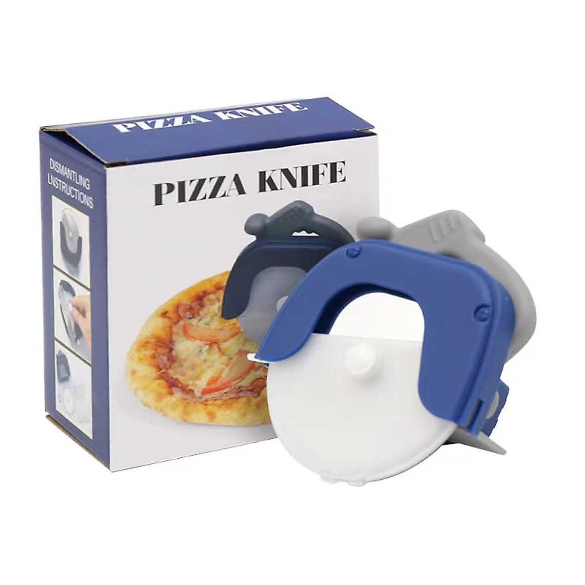 Fat-Cat Pizza Cutter Wheel, Super Sharp Pizza Slicer with Protective Blade Guard for Pizza, Pies, Waffles and Dough Cookies, Easy to Use and Clean (Blue)
