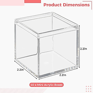 40 Pcs Clear Acrylic Boxes, Small Clear Boxes with Lids, 2.2 x 2.2 x 2.2 in Plastic Square Cube, Square Display Box, Clear Container Boxes for Candy Pill Earring Jewelry Tiny Beads