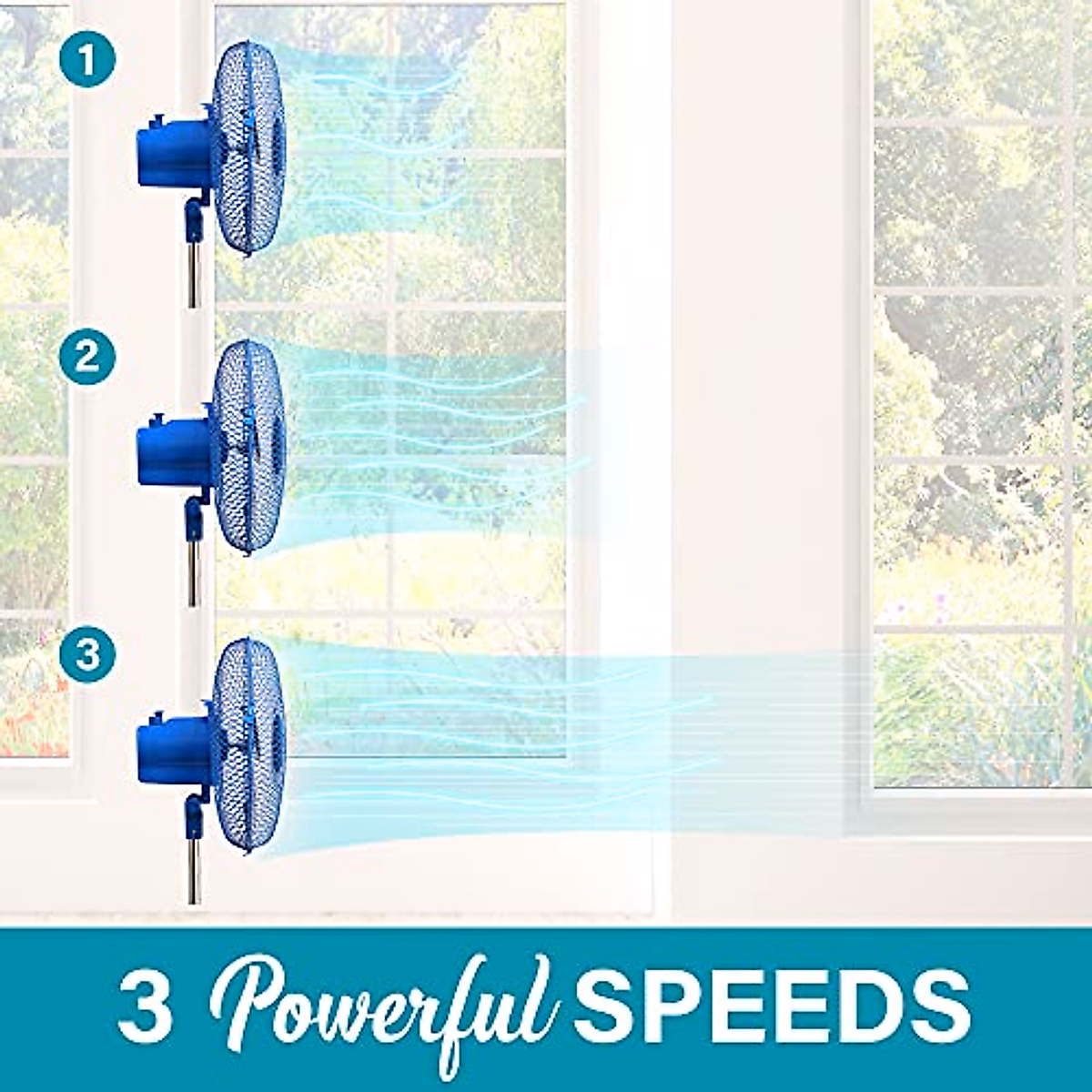 Brentwood Whisper Quiet 3-Speed 12-Inch Oscillating Pedestal Stand Fan (blue)