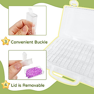 ANQEEL 3 PCS 64 Grids Diamond Painting Storage Containers,Craft Storage Tool Box with Label Stickers,Portable Storage Organizer for Jewelry,Art DIY,Crafts,Beads, Clear